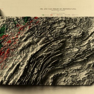 Pennsylvania Map foggy Night Version, Pennsylvania 2D Relief Map ...