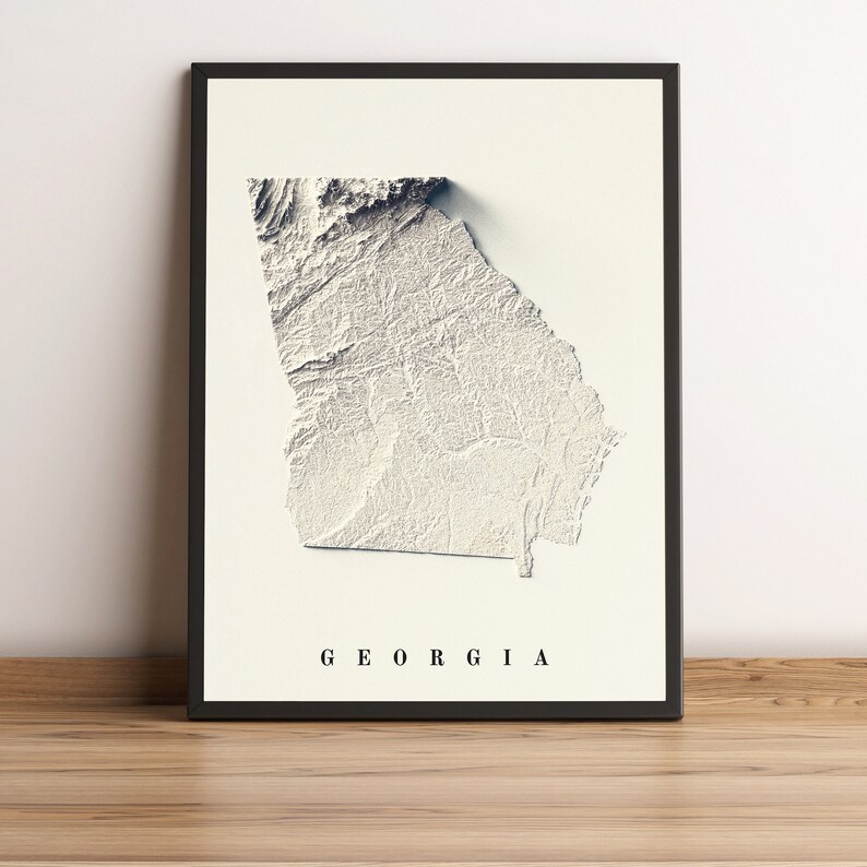 Georgia Map Georgia Relief Map Georgia Vintage Map Georgia - Etsy
