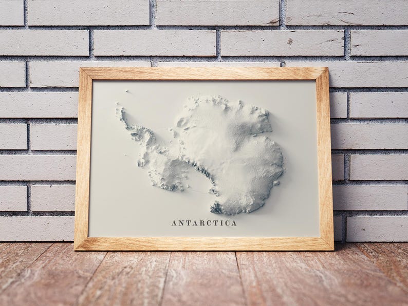 Antarctica Map, Antartica 2D Relief Map, Antarctica Mimimalist Map ...
