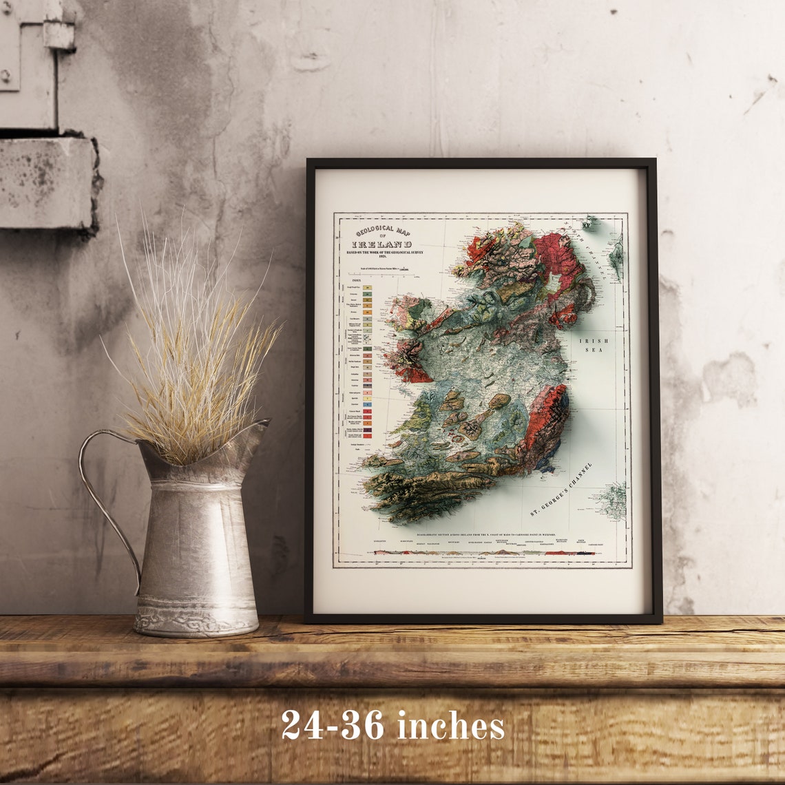 Ireland Map Ireland 2D Relief Map Ireland Vintage Map - Etsy