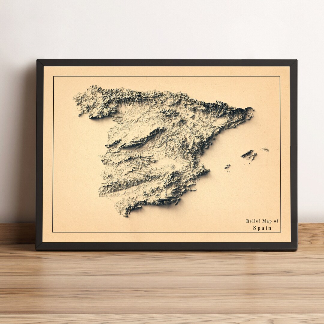 Spain Map, Spain 2D Relief Map, Spain Soil Map, Spain Vintage Map ...