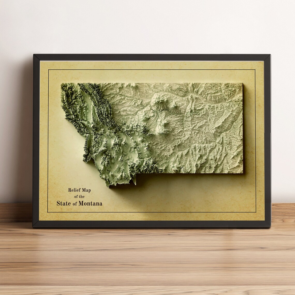 Montana Map Montana 2D Relief Map Montana Topo Map Montana - Etsy