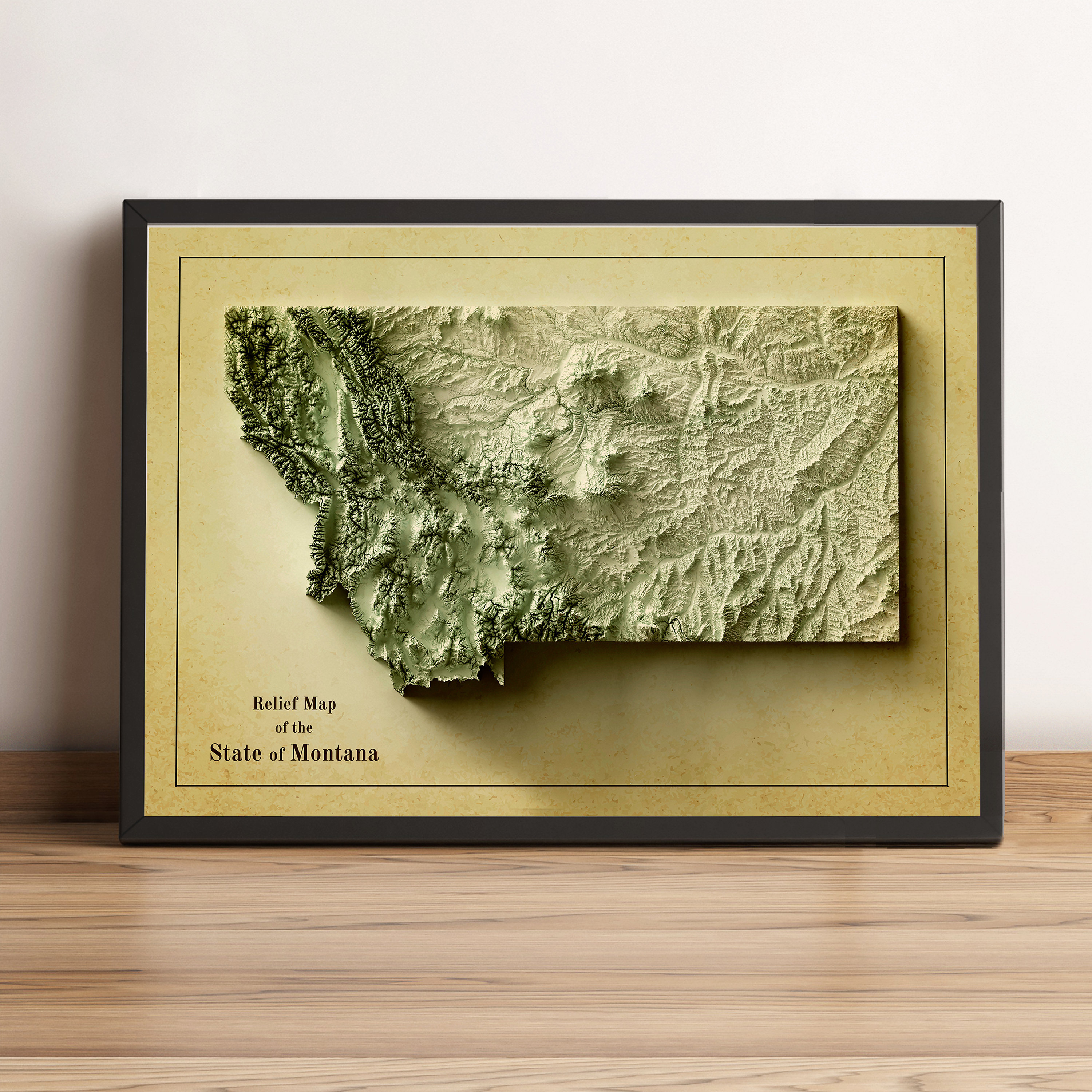 Montana Map Montana 2D Relief Map Montana Print Montana - Etsy