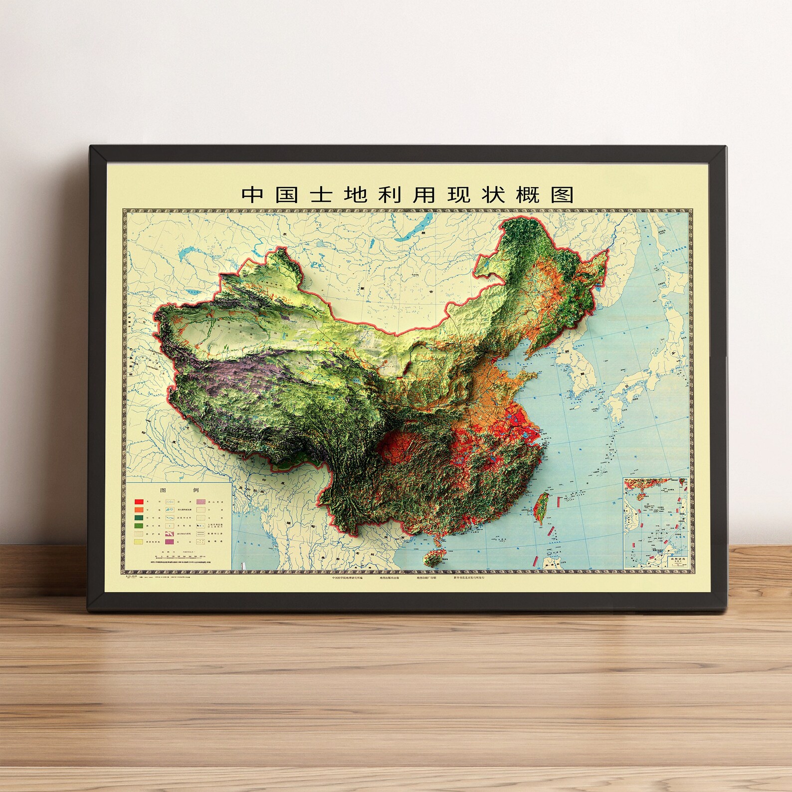 China Map, China 2D Relief Map, China Vintage Map, China Wall Art ...