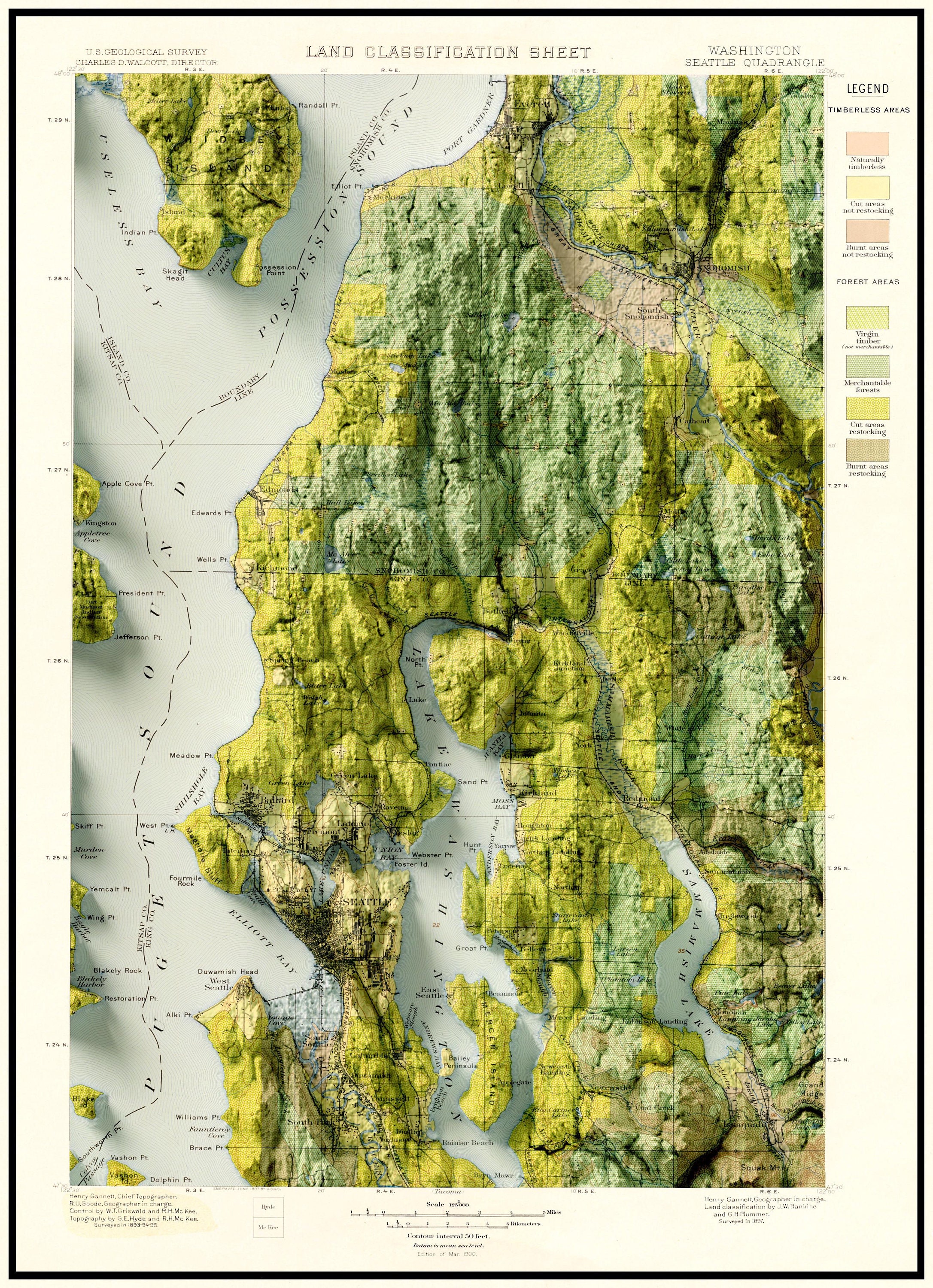 Seattle Map Seattle 2D Relief Map Seattle Historical Map - Etsy