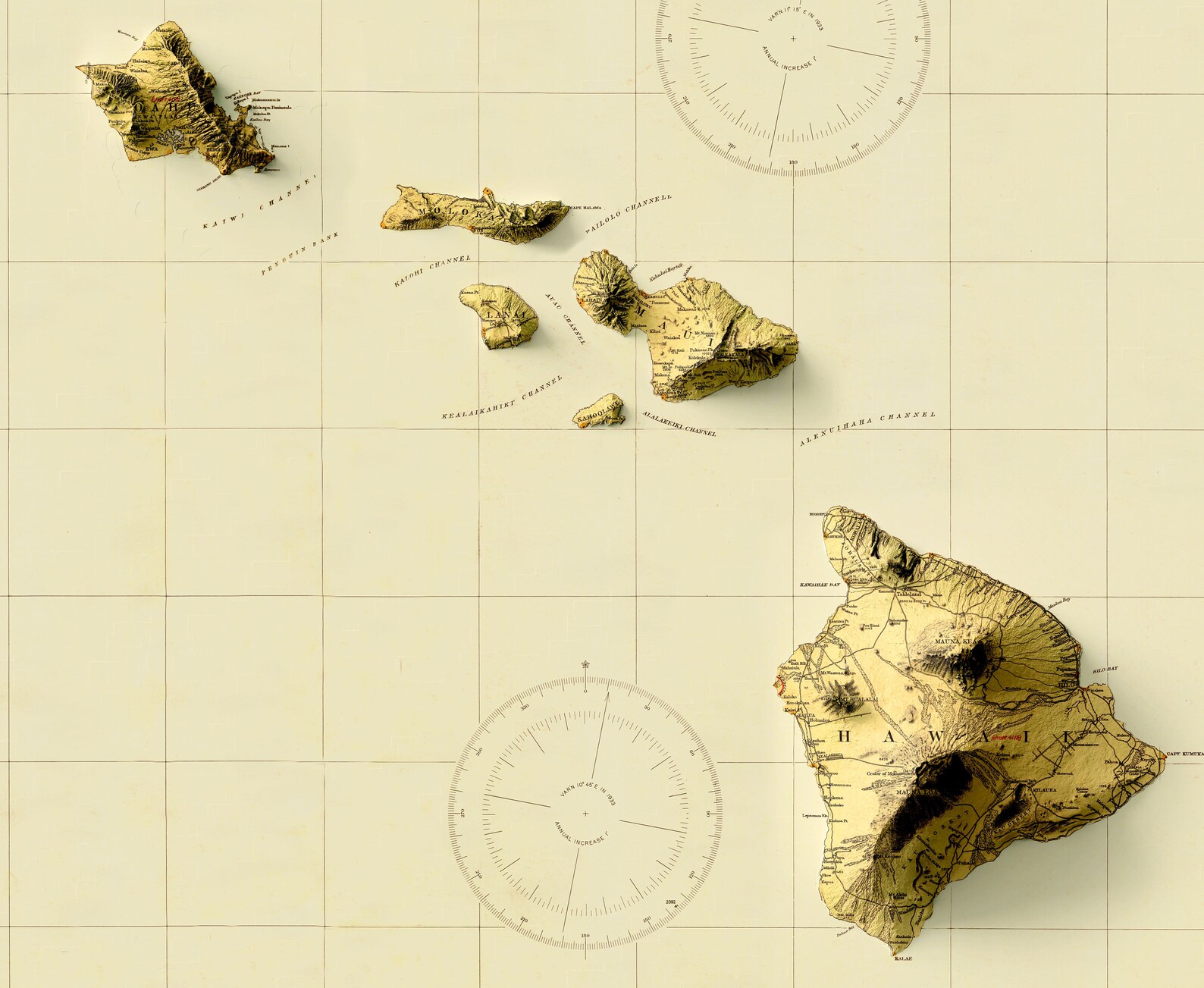Hawaii Map Hawaii 2D Relief Map Hawaii Vintage Map Hawaiian - Etsy