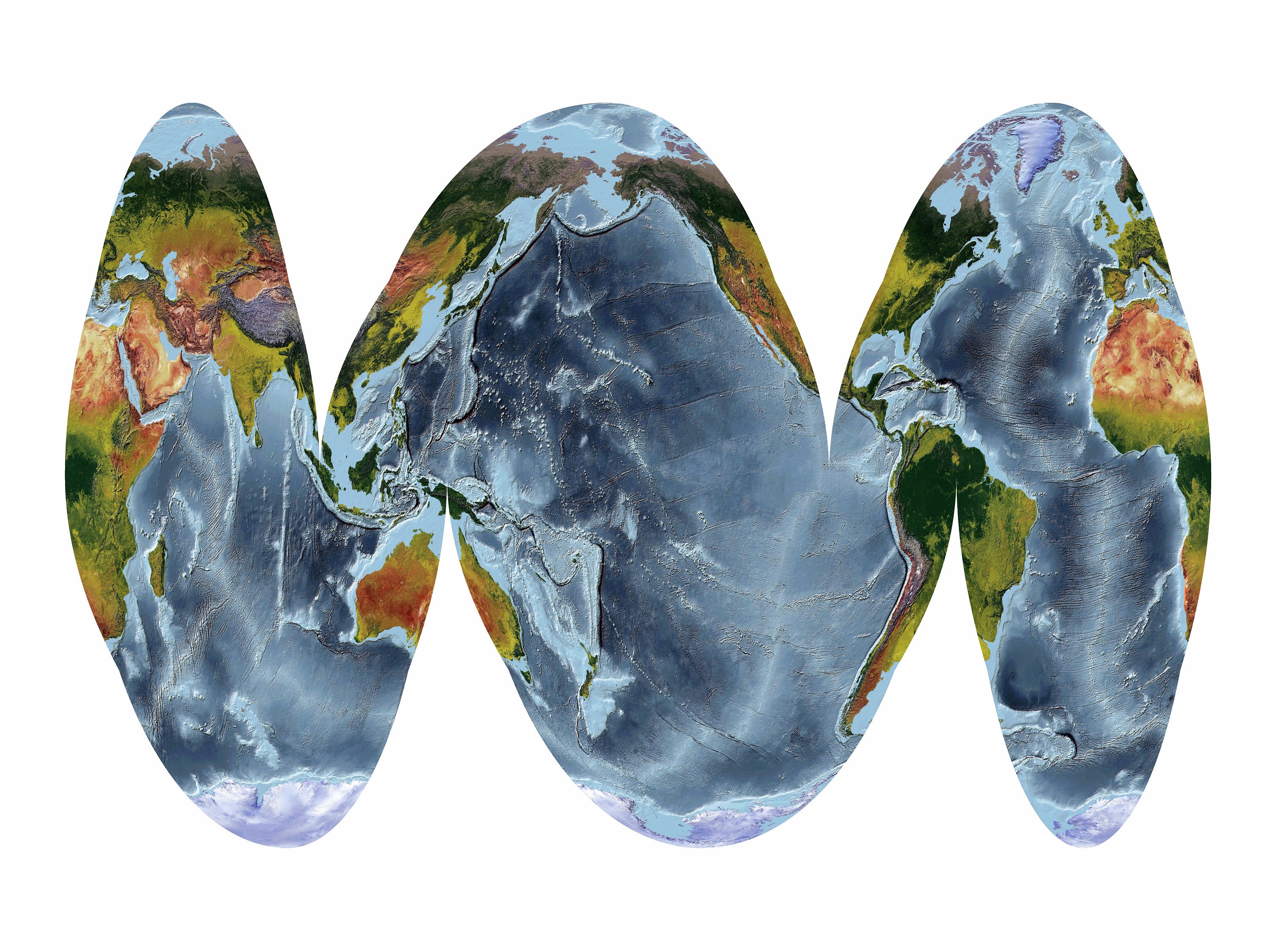 World Map Goode Homolosine Ocean Projection Vintage World - Etsy