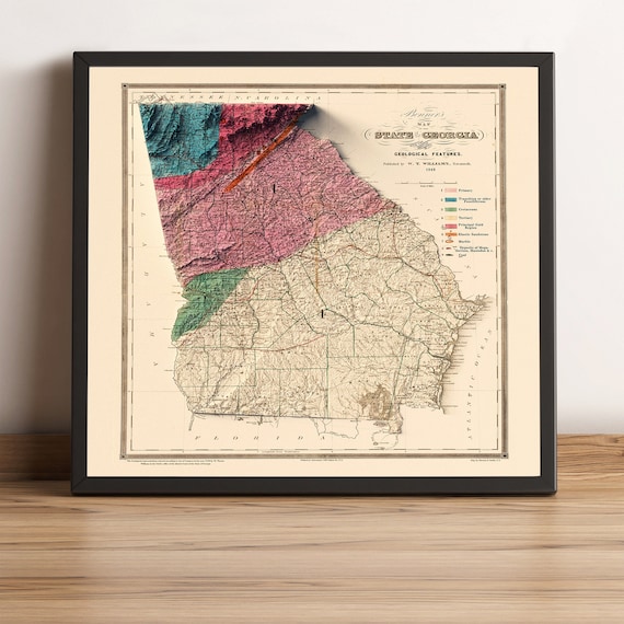 Georgia Map Georgia Relief Map Georgia Vintage Map Georgia - Etsy