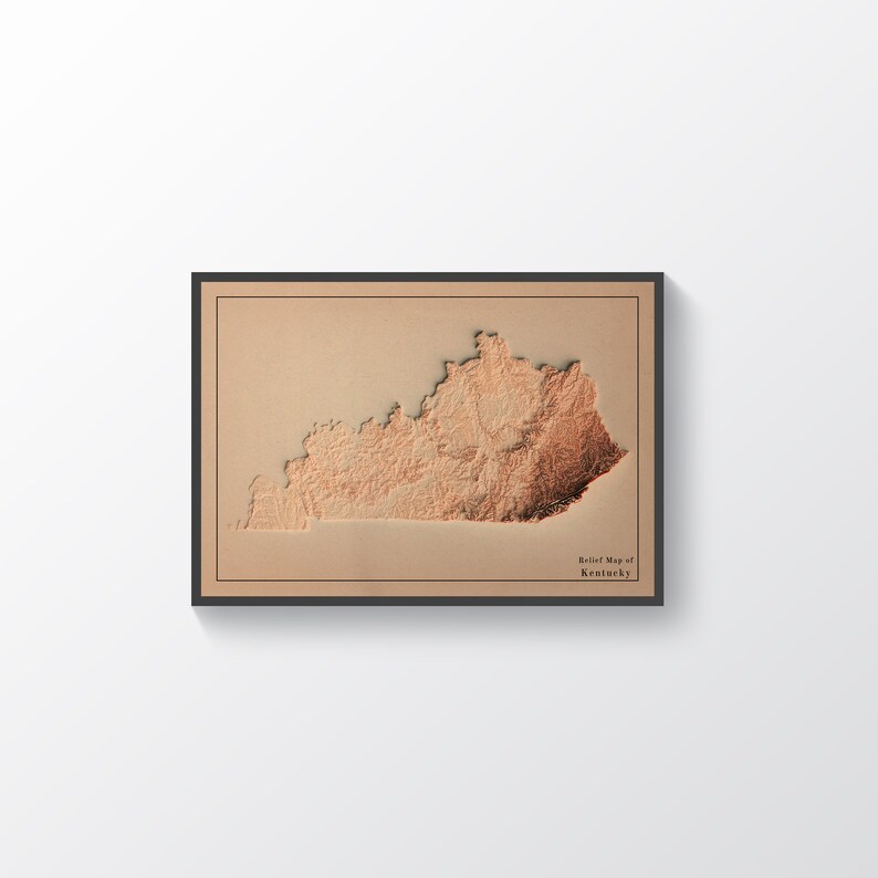 Kentucky Map Kentucky 2D Relief Map Kentucky Vintage Map - Etsy