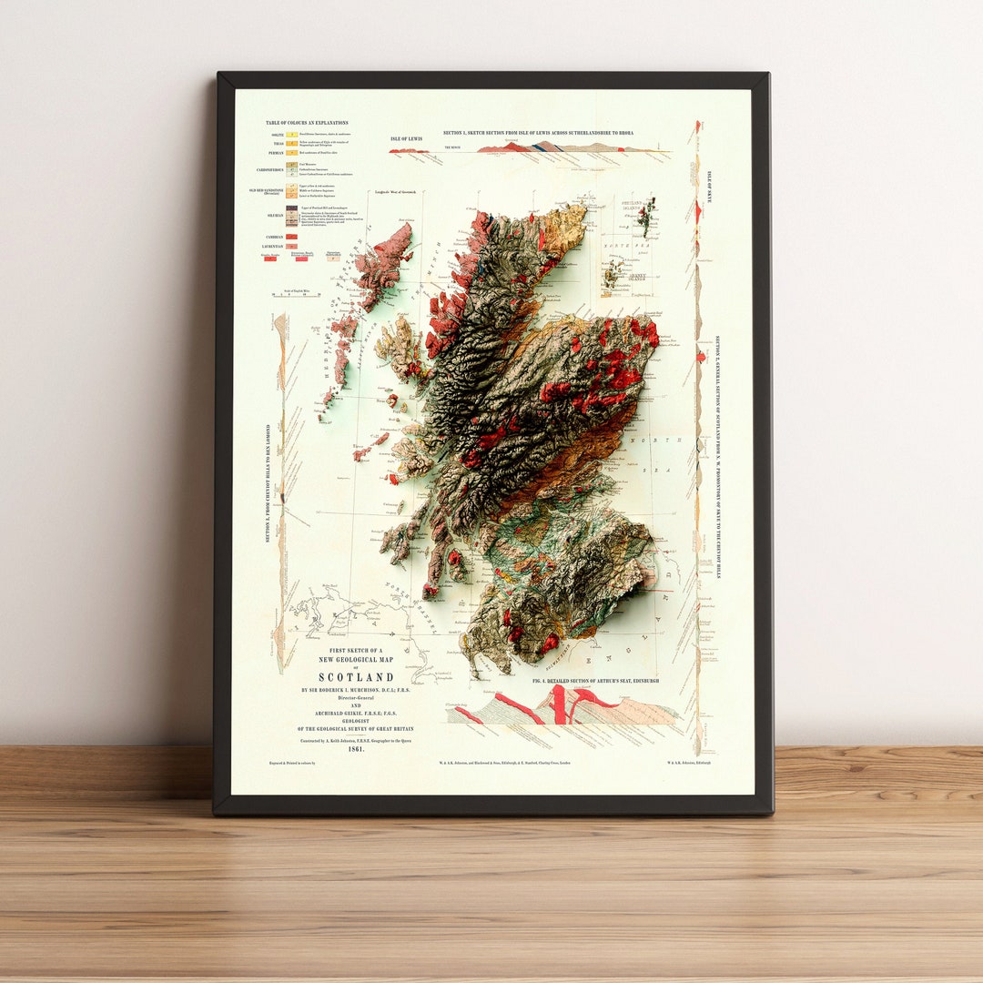 Scotland Map, Scotland Geological Map, Scotland 2D Relief Map, Scotland ...