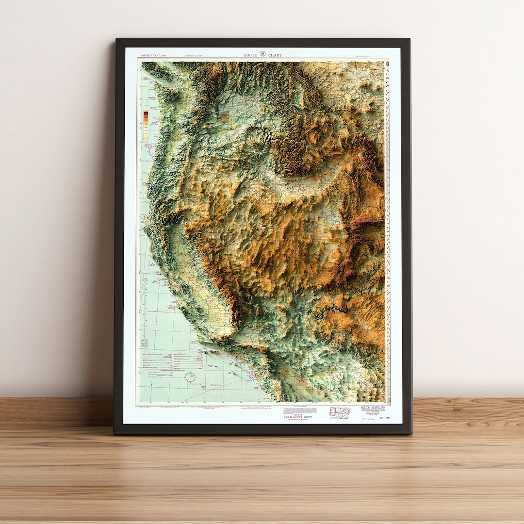 Western USA Map, Western USA 2D Relief Map, Western United States ...