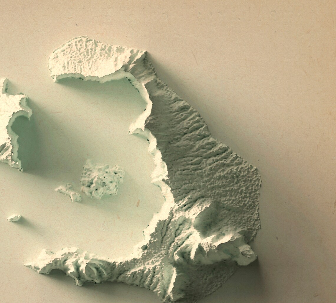 Santorini Greece Map Santorini 2D Relief Map Santorini - Etsy