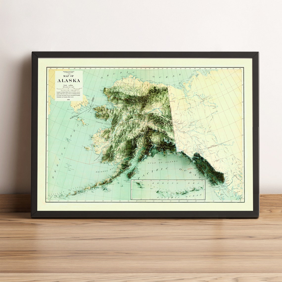 Alaska Map, Alaska 2D Relief Map, Alaska Historical Map, Alaska Vintage ...