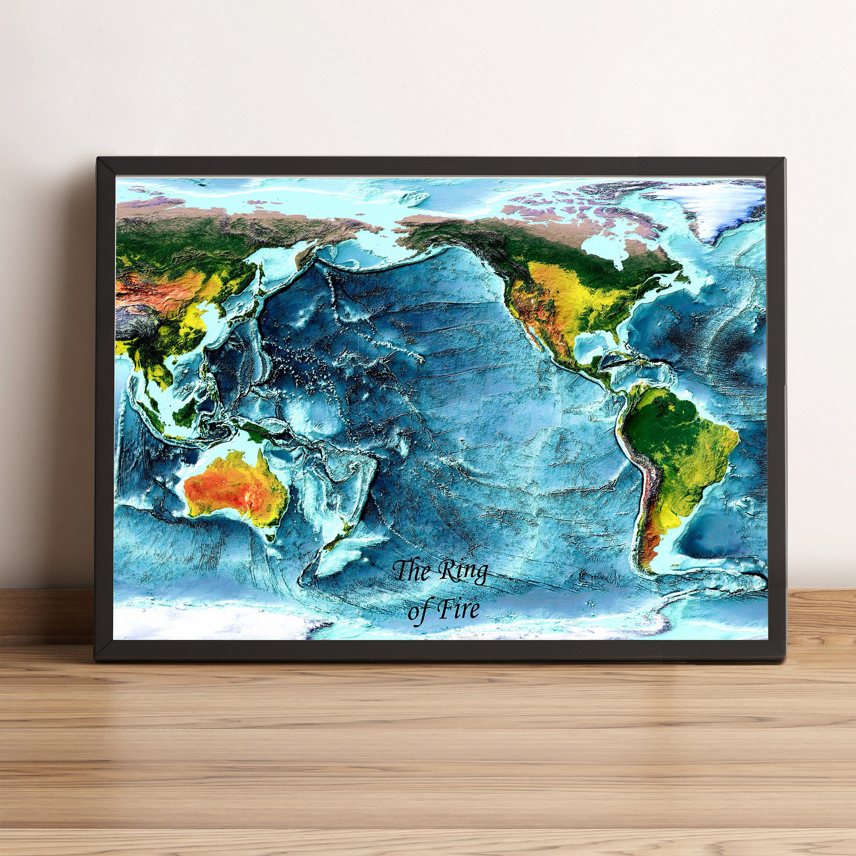 Pacific Ocean Map Ring of Fire Map Rinf of Fire Poster Ring - Etsy
