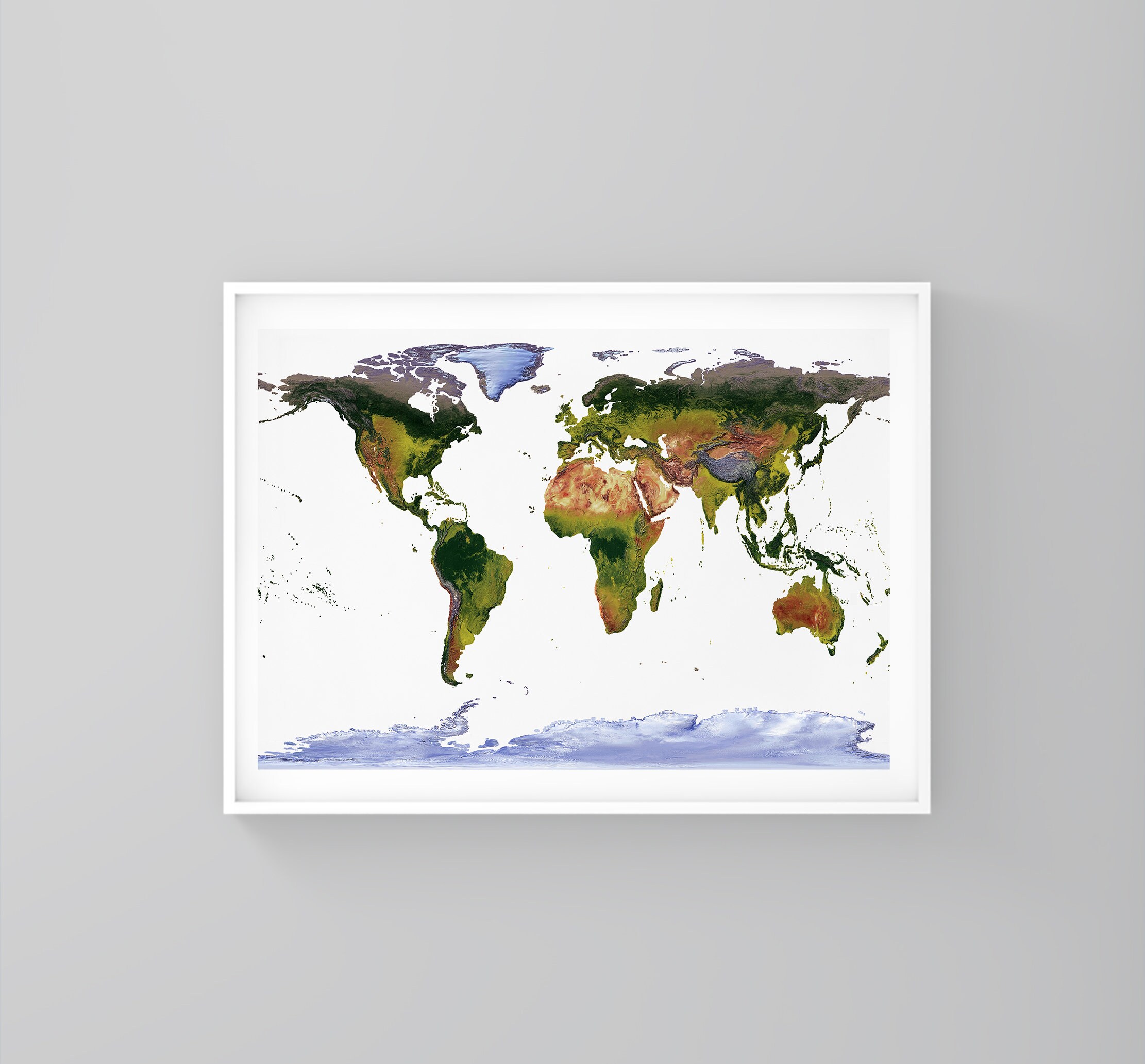 World Map WGS 84 Projection Map Vintage World Map Relief - Etsy