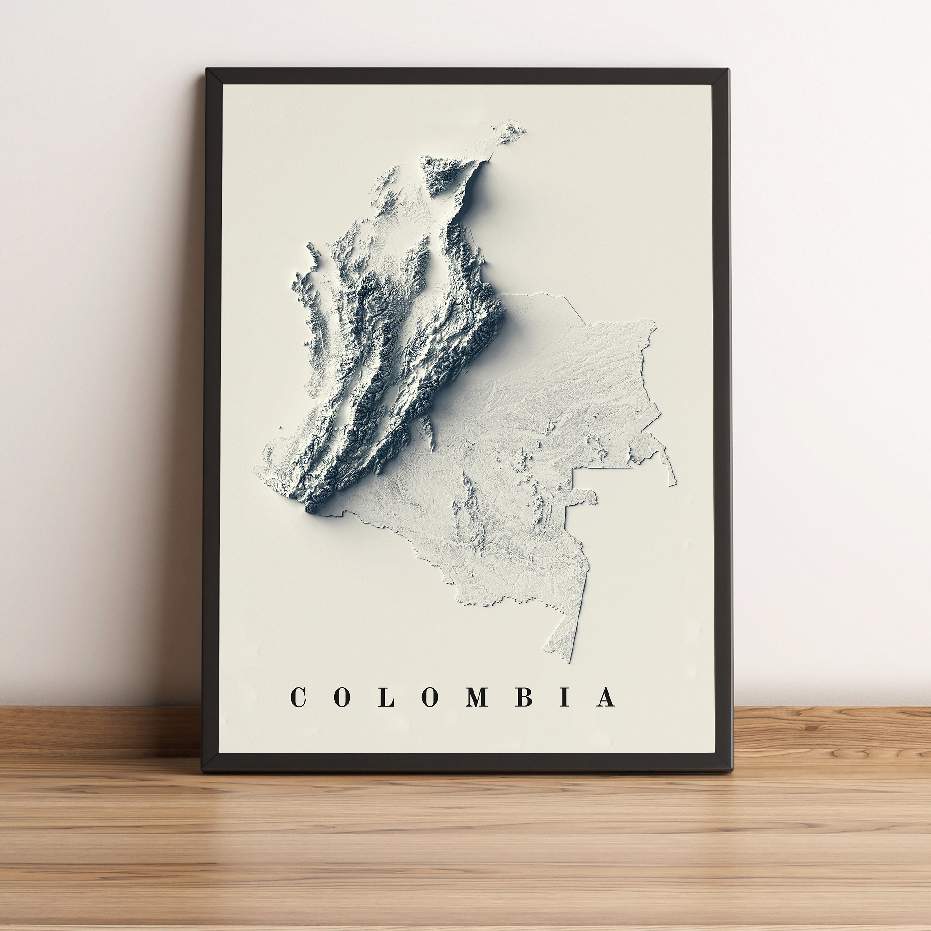 Colombia Map, Colombia 2D Relief Map, Colombia Vintage Map, Colombia ...
