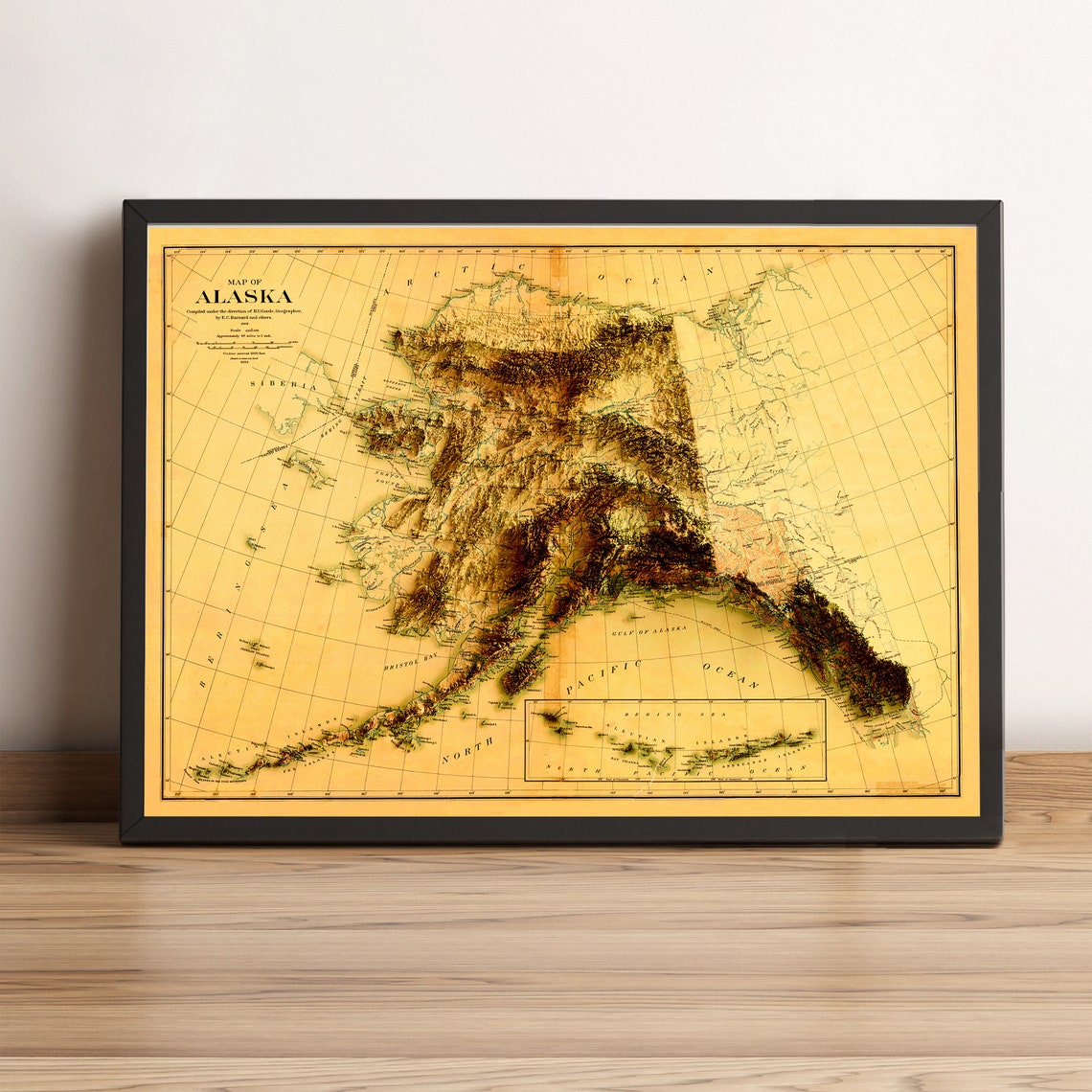 Alaska Map Alaska 2D Relief Map Alaska Historical Map - Etsy