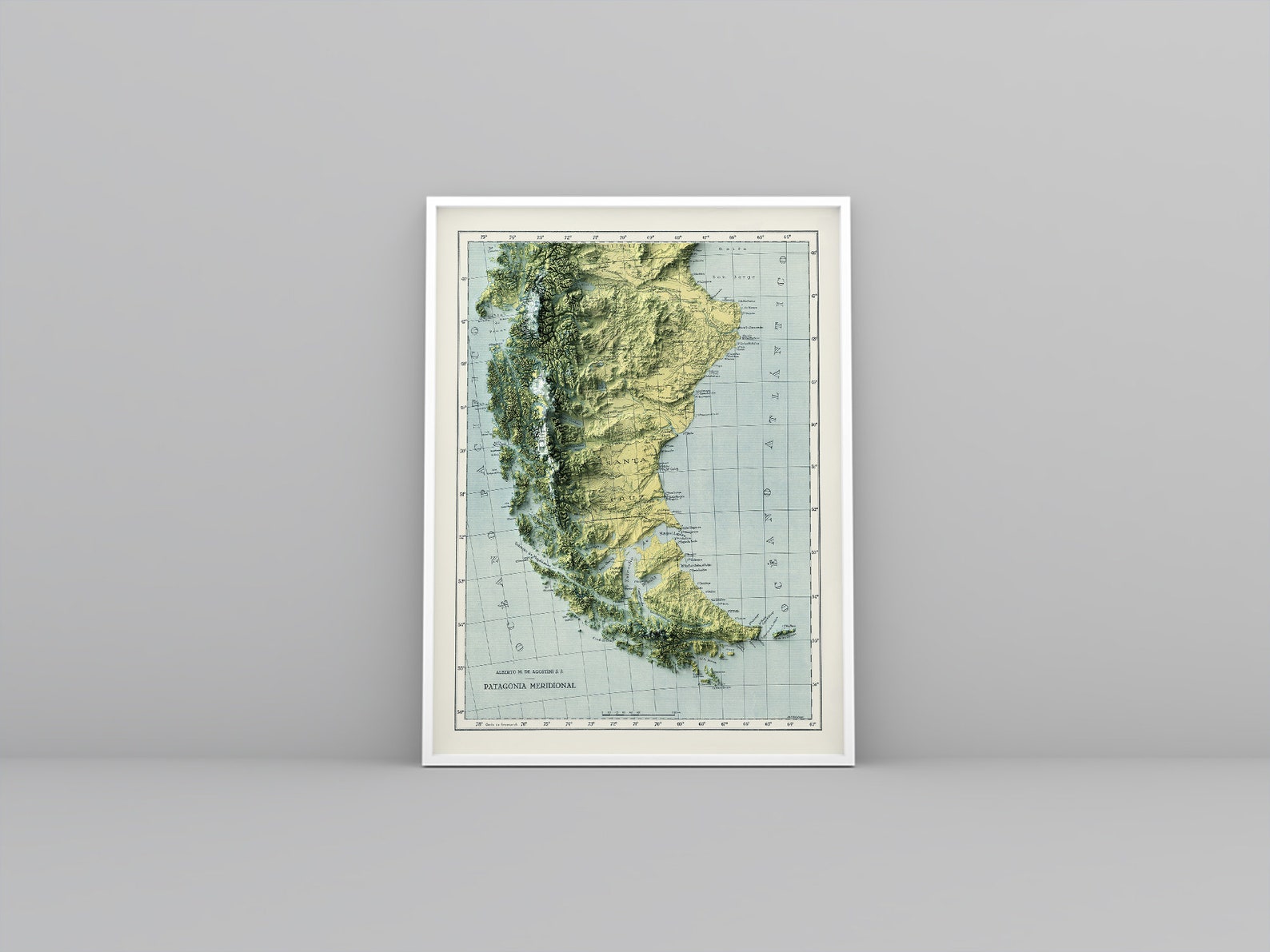 Patagonia Map Patagonia 2D Relief Map Argentina Relief Map - Etsy
