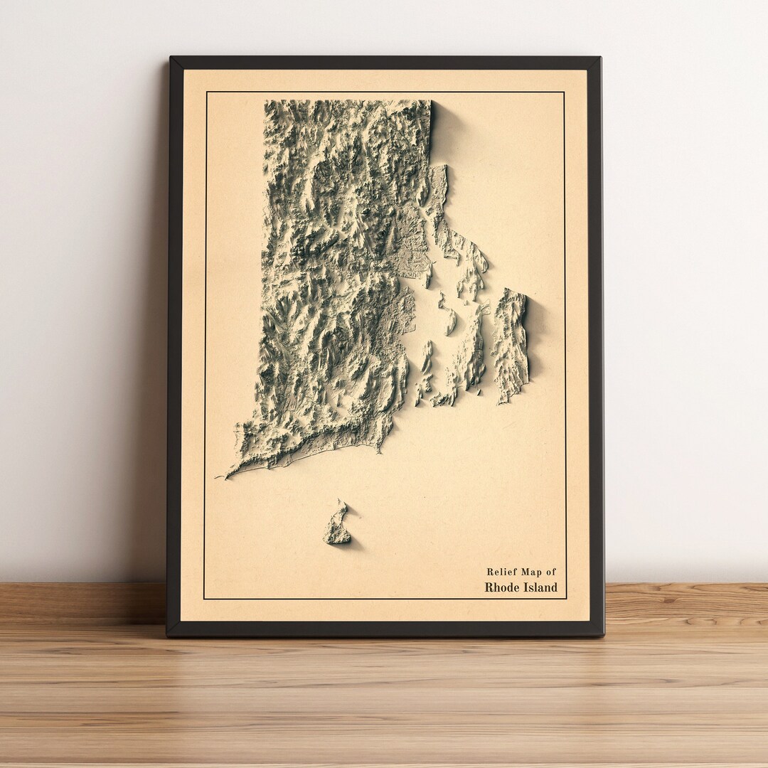 Mapa de Rhode Island, Mapa en relieve 2D de Rhode Island, Mapa ...