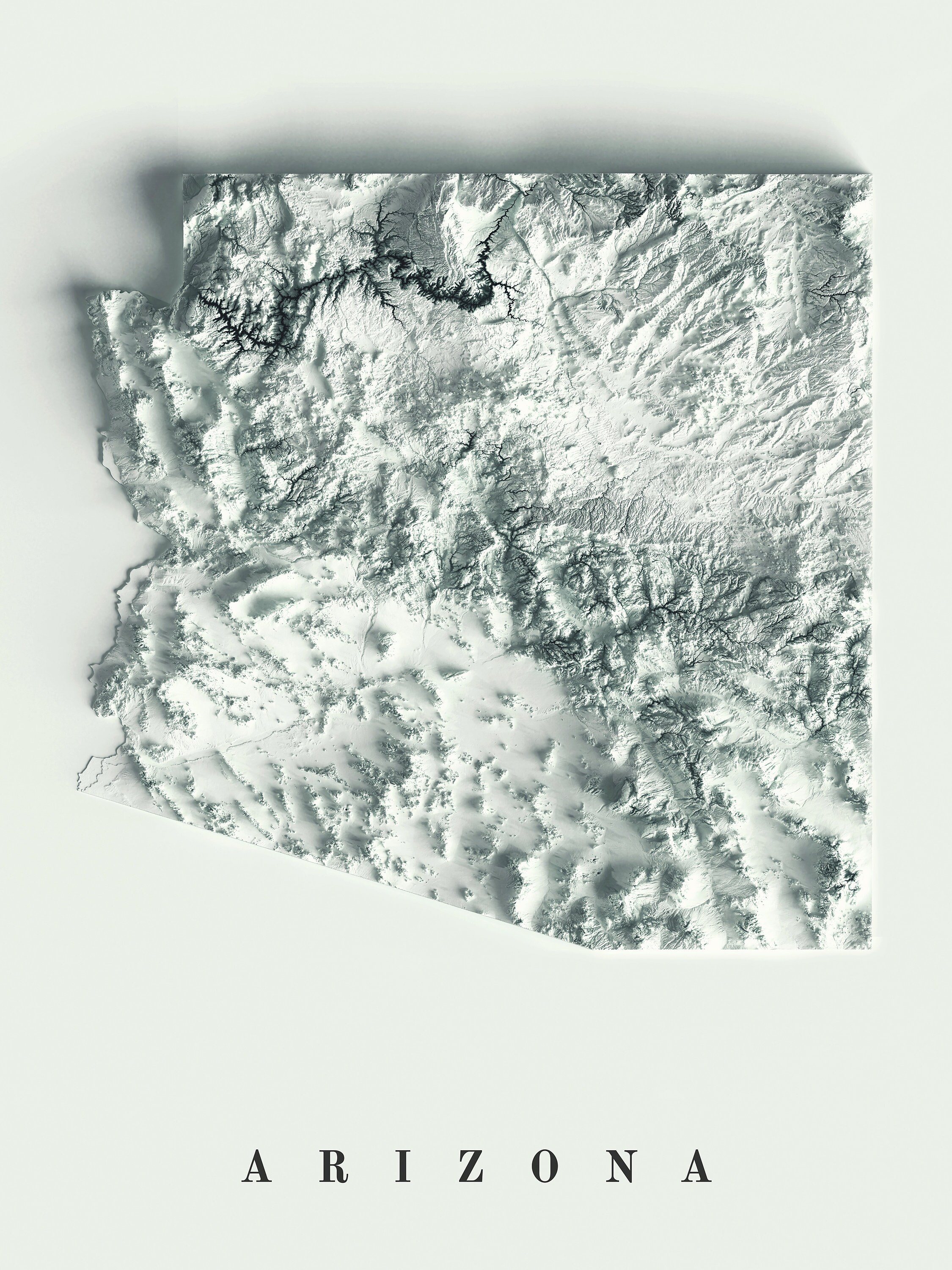 Mapa de Arizona mapa de relieve 2D de Arizona mapa de - Etsy España