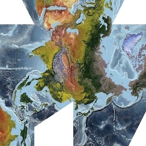 World Map, Fuller Projection World Map, Vintage World Map, Relief World ...