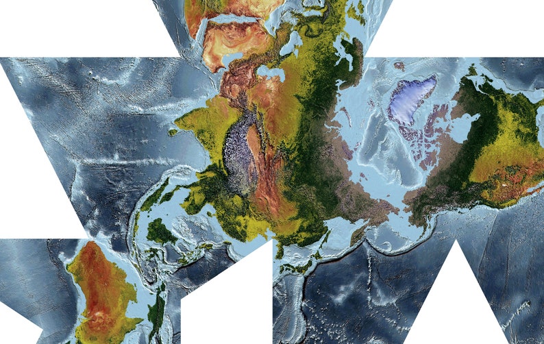 World Map Fuller Projection World Map Vintage World Map - Etsy
