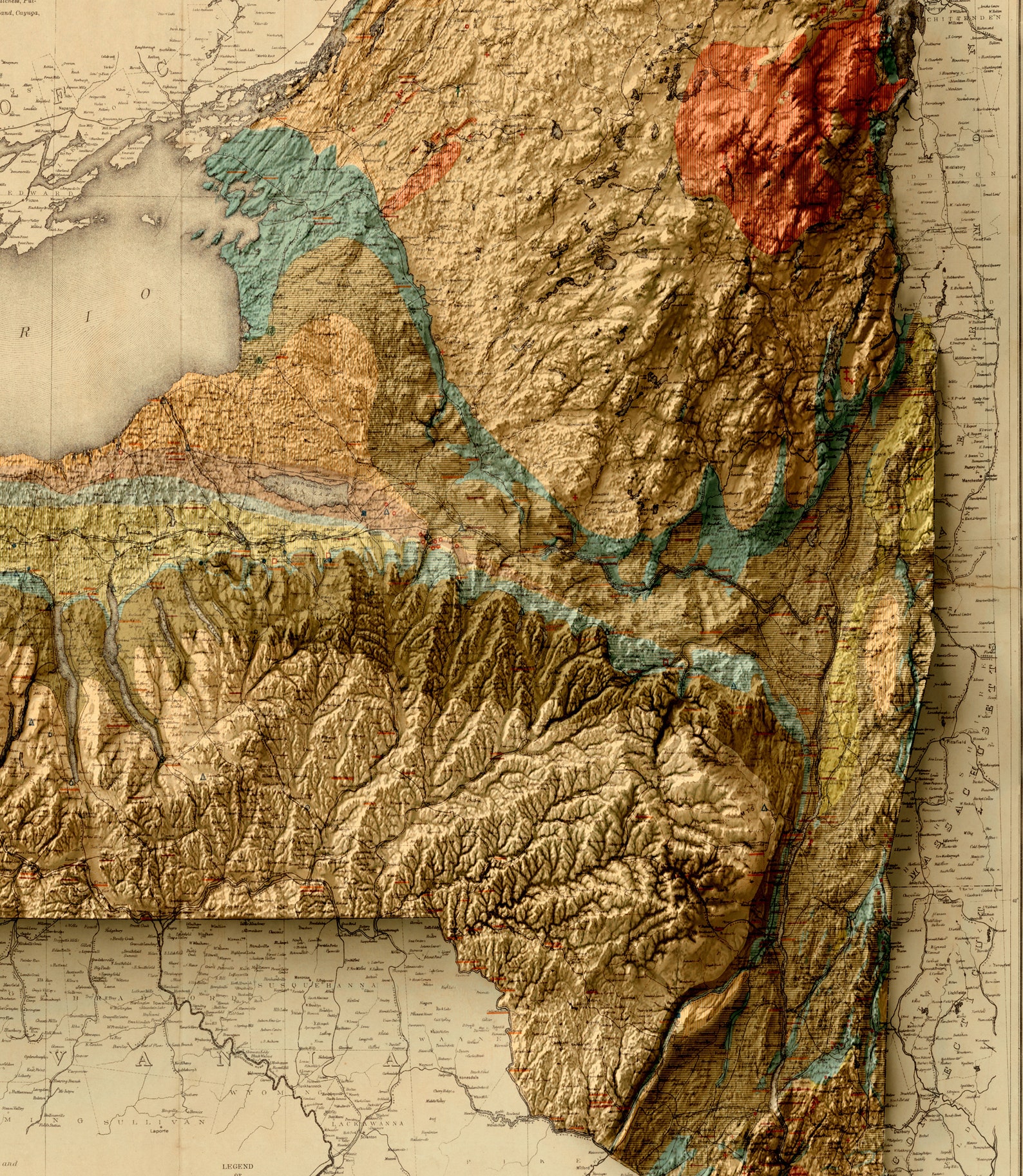 New York State Map, New York 2D Relief Map, New York Geological Map ...