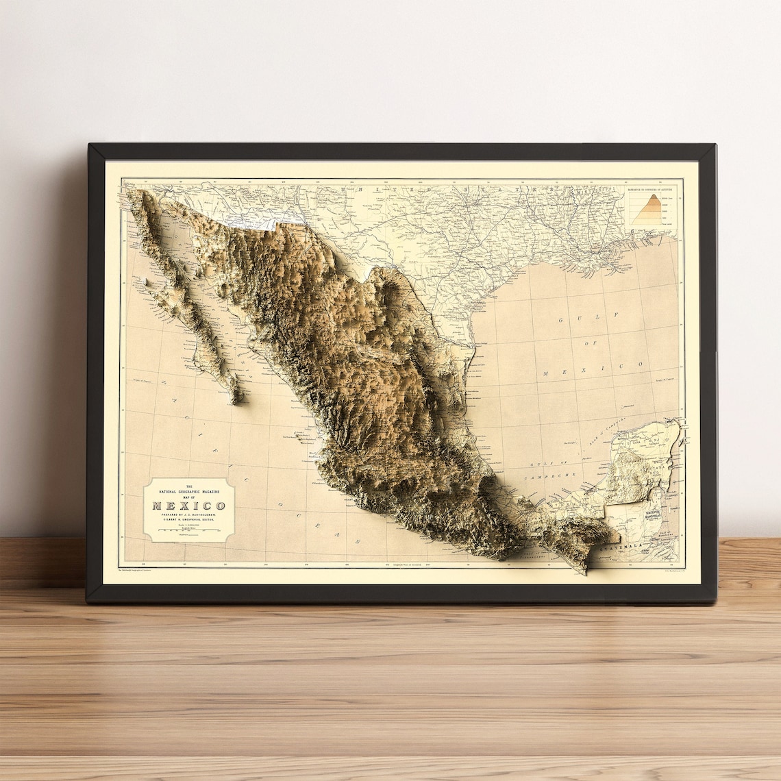 Mapa de México Mapa de relieve 2D de México Mapa antiguo de - Etsy México