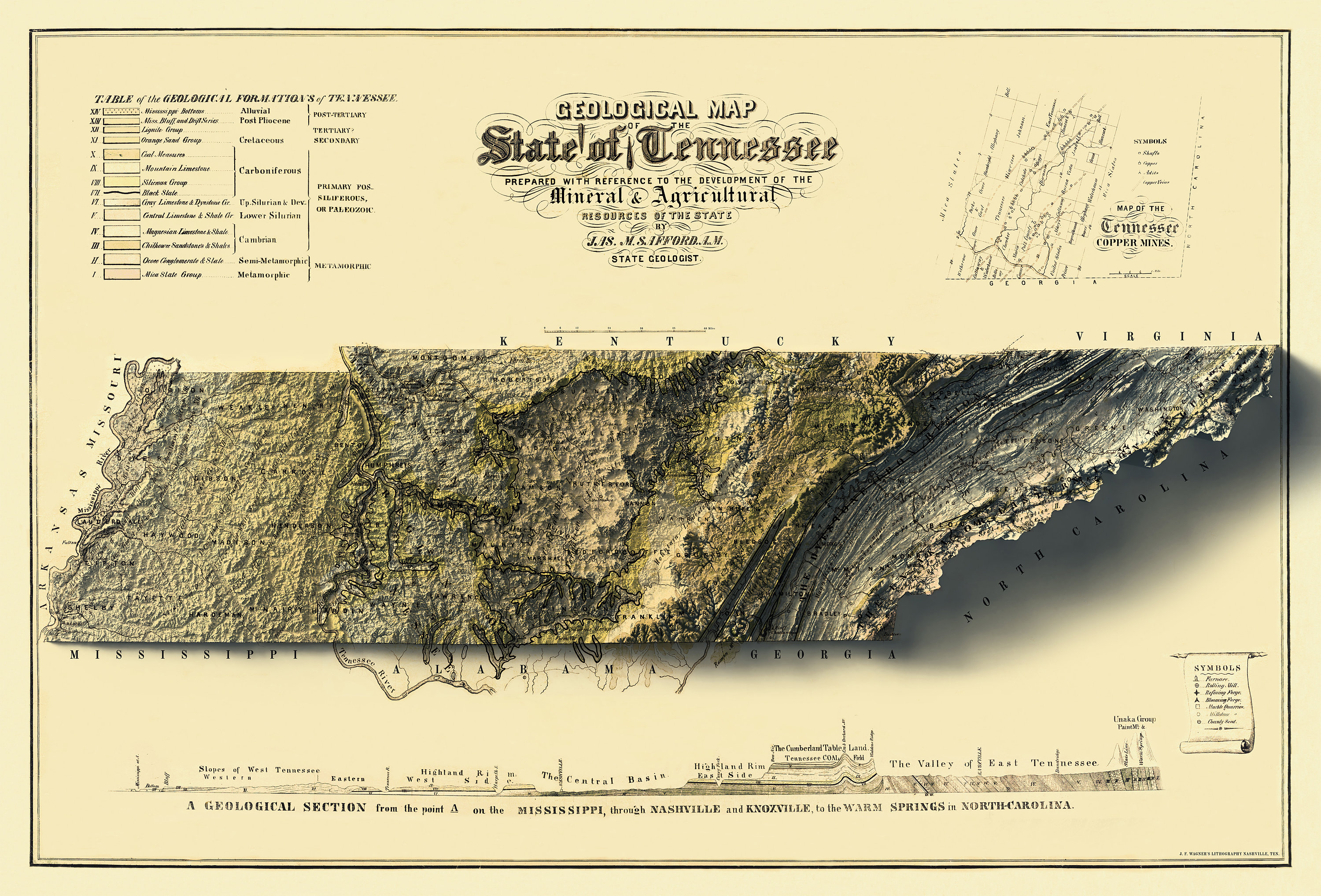 Tennessee Map Relief Map of Tennessee Tennessee Historical | Etsy