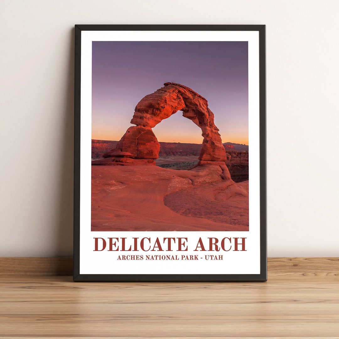 Arches National Park Poster, Arches Travel Poster, Delicate Arch Art ...