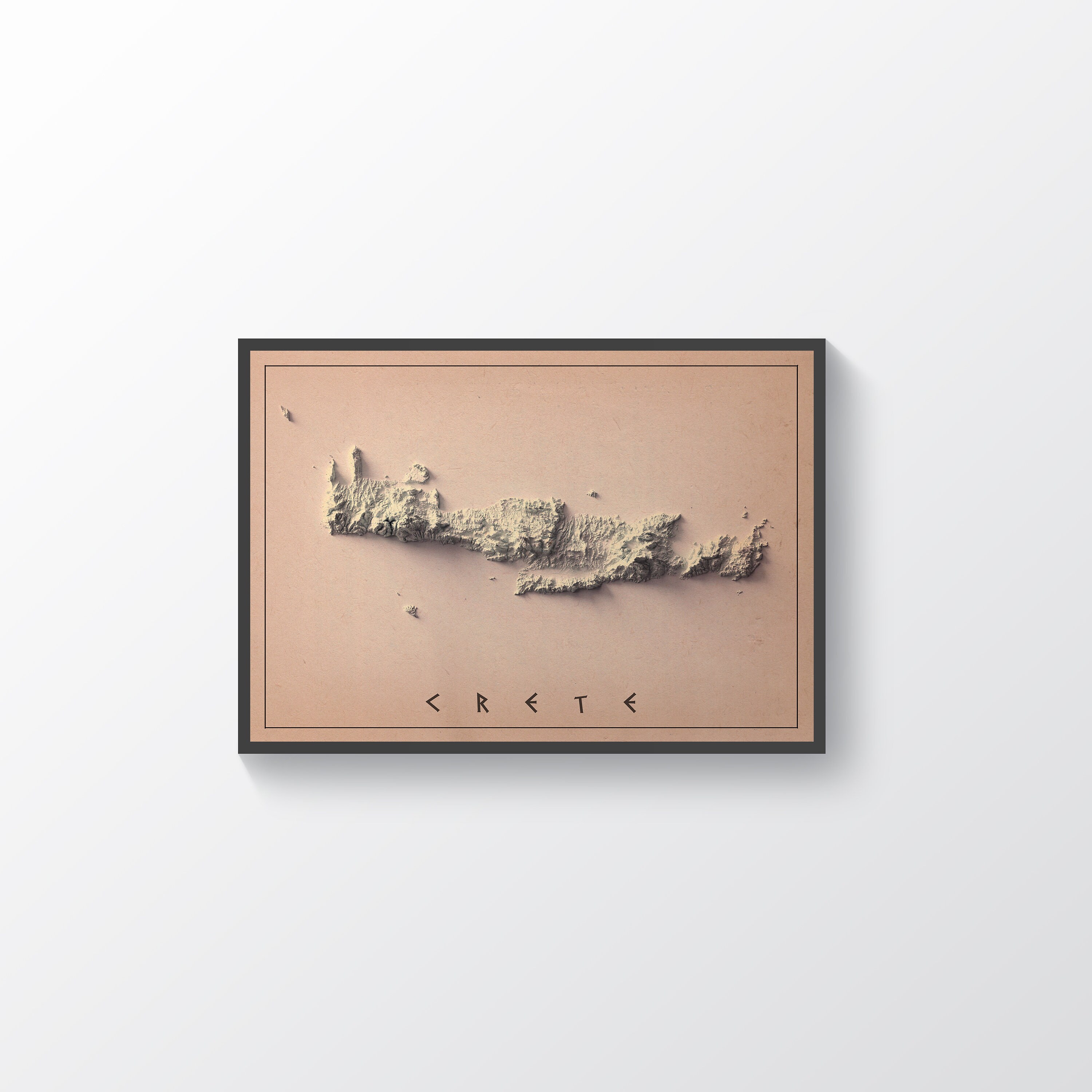 Crete Greece Map Crete 2D Relief Map Crete Minimalist Map - Etsy