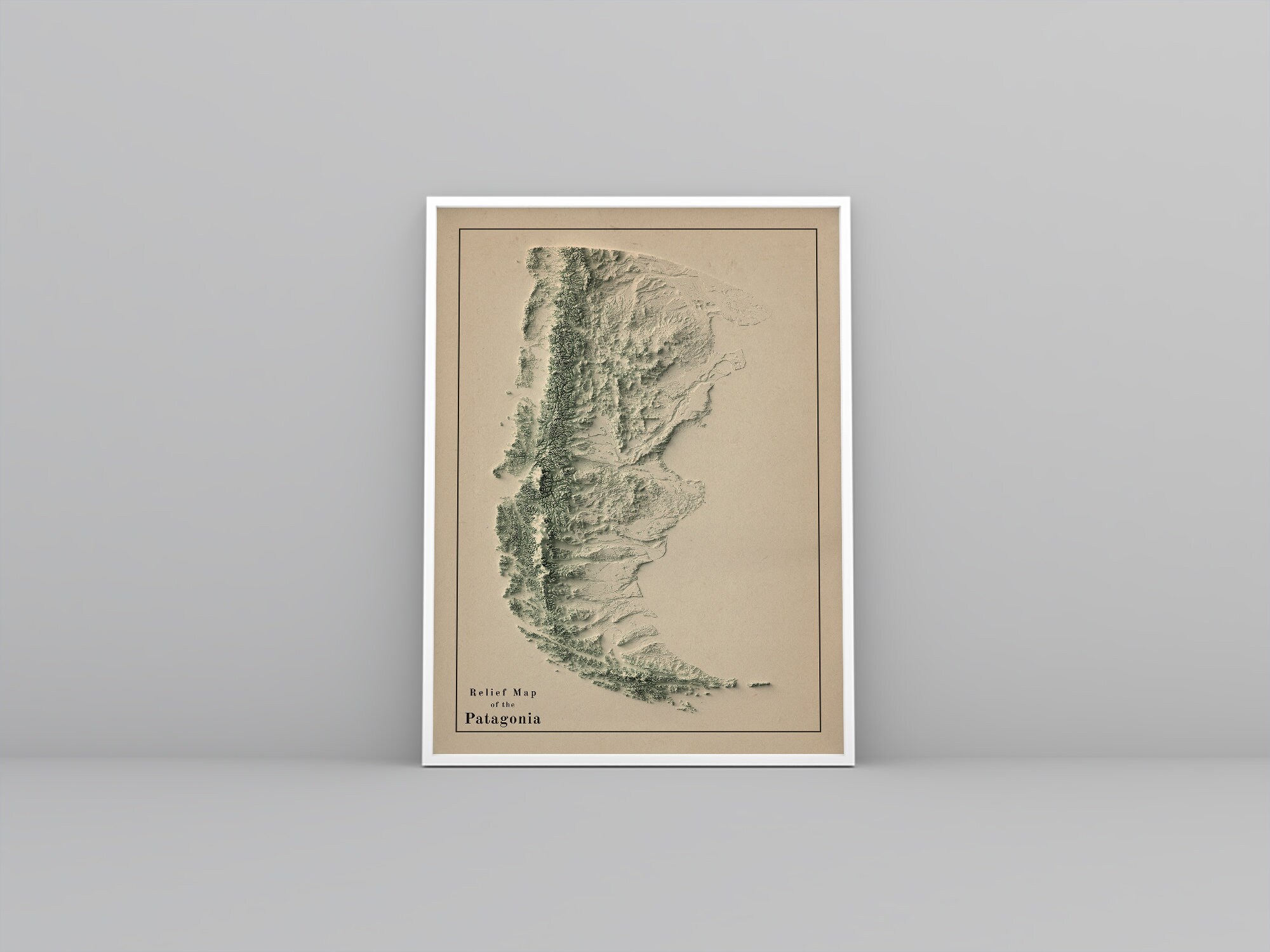 Patagonia Map, Patagonia 2D Relief Map, Argentina Relief Map, Chile ...
