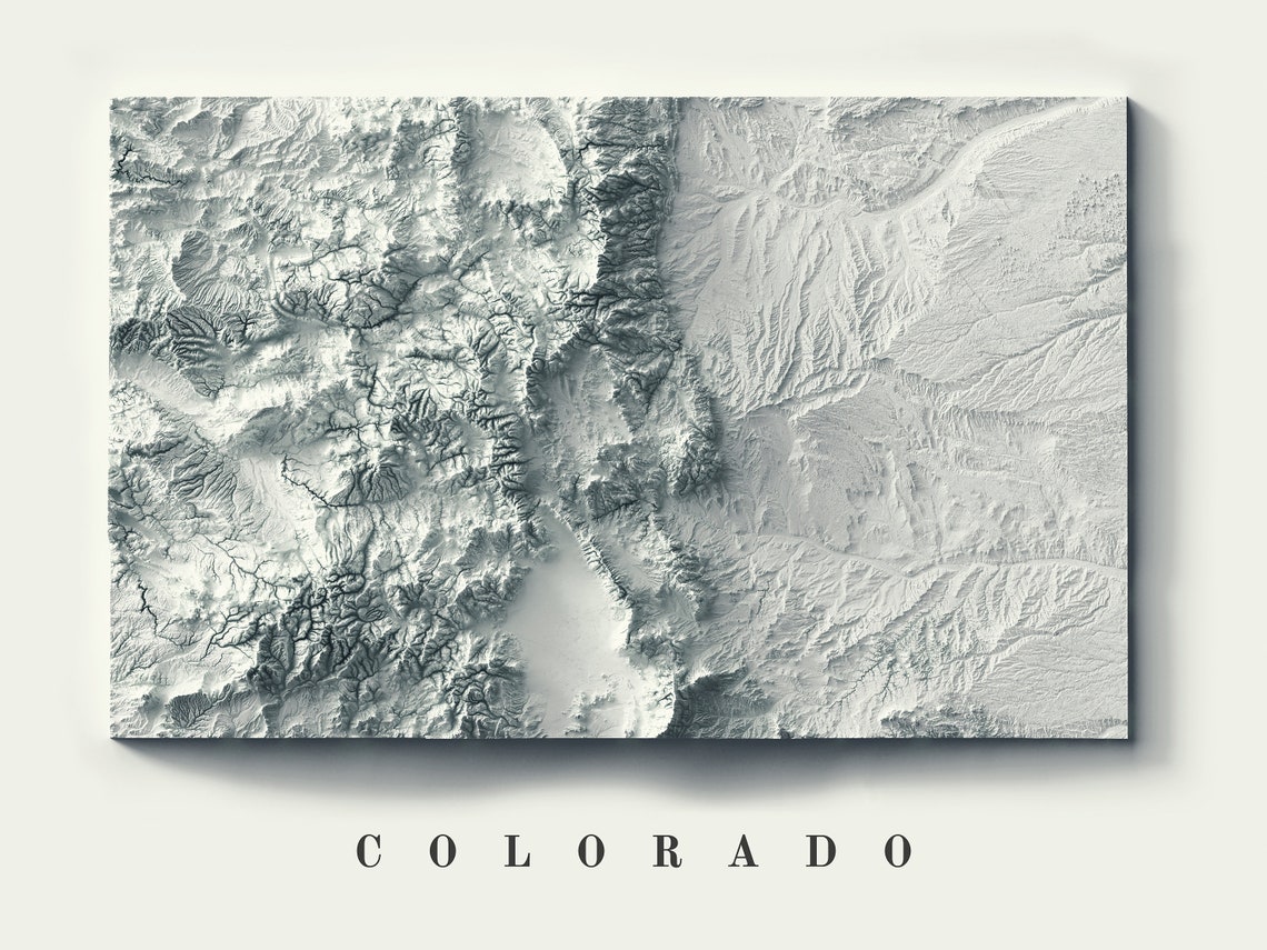 Colorado Map Colorado 2D Relief Map Colorado Framed Map - Etsy