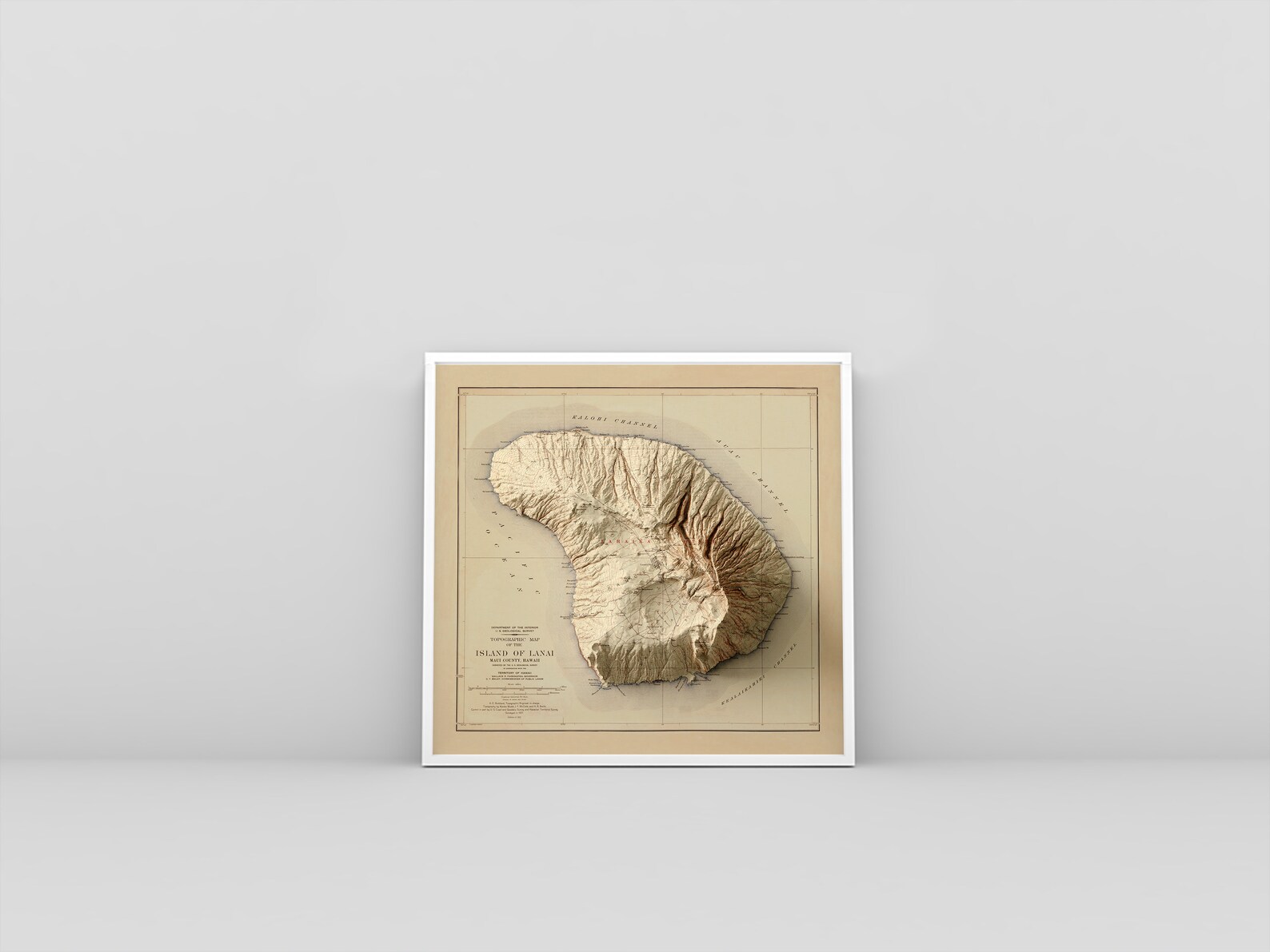 Lanai Island Map Hawaii Map Lanai 2D Relief Map Lanai - Etsy