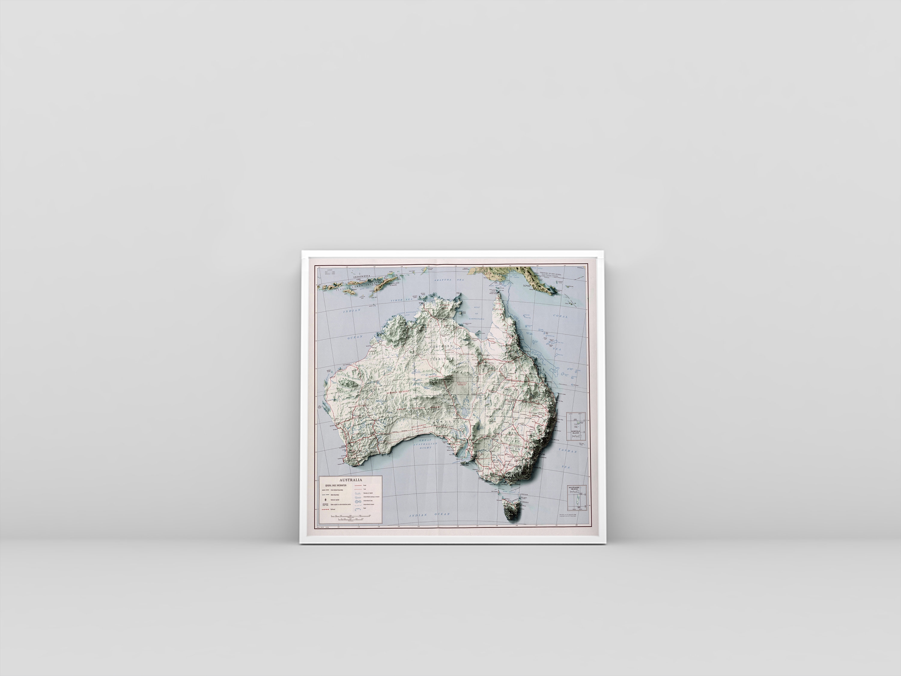Australia Map Australia 2D Relief Map Australia Old Map - Etsy
