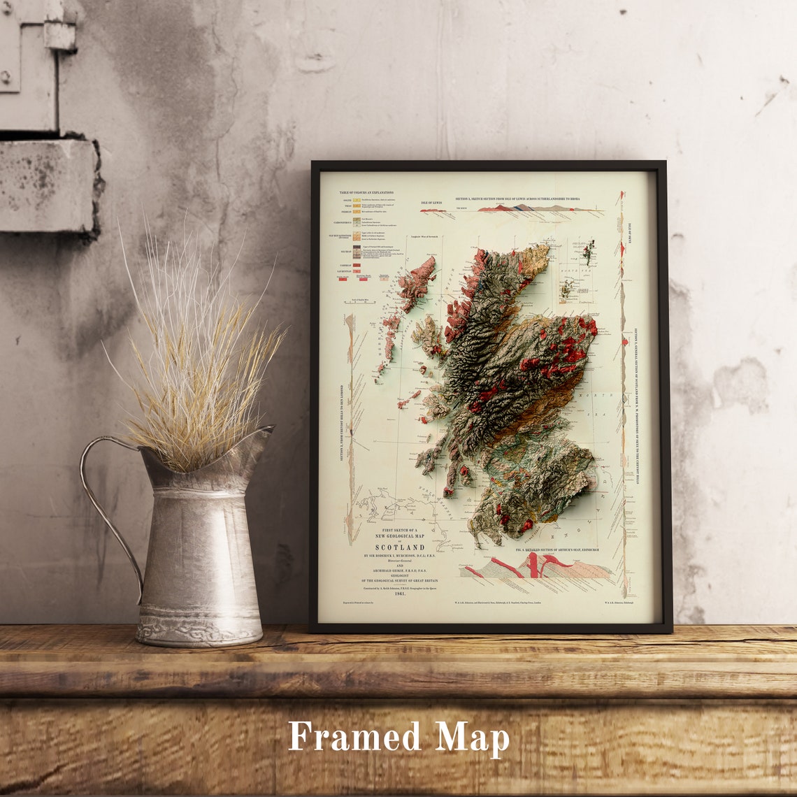 Scotland Map Scotland Geological Map Scotland 2D Relief Map - Etsy