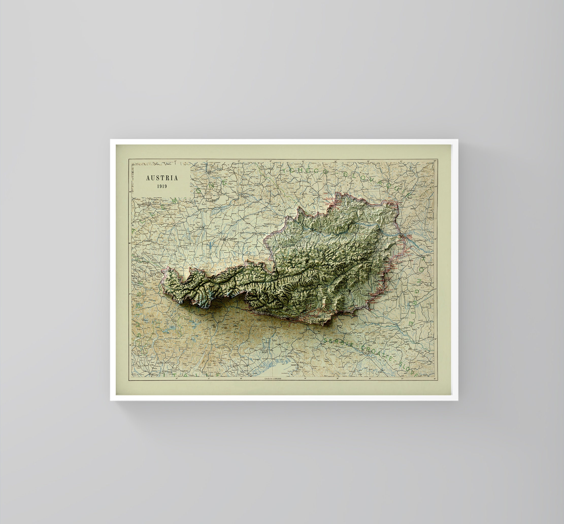 Austria Map Austria 2D Relief Map Austria Vintage Map - Etsy