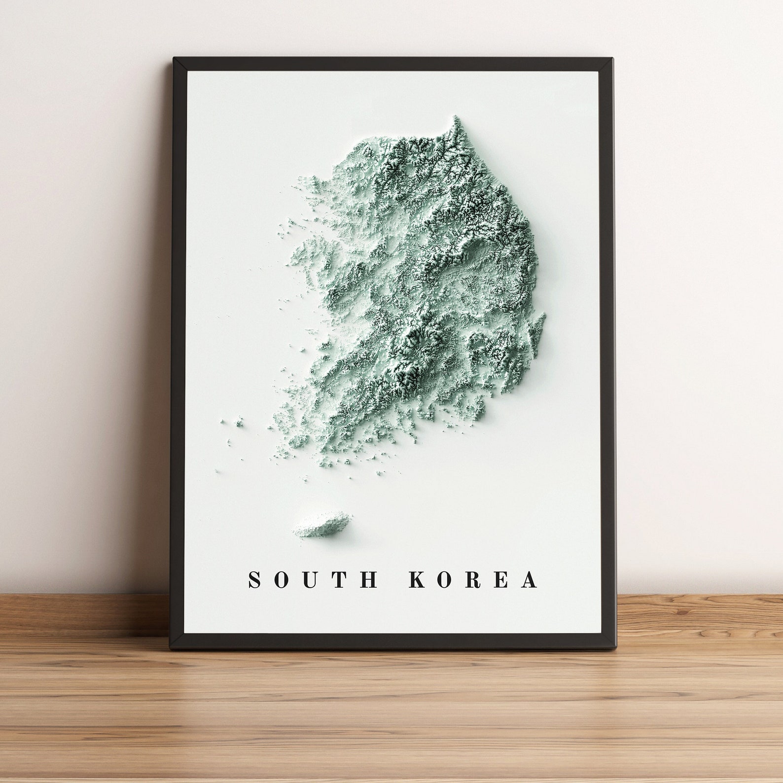 South Korea Map, South Korea 2D Relief Map, South Korea Vintage Print ...