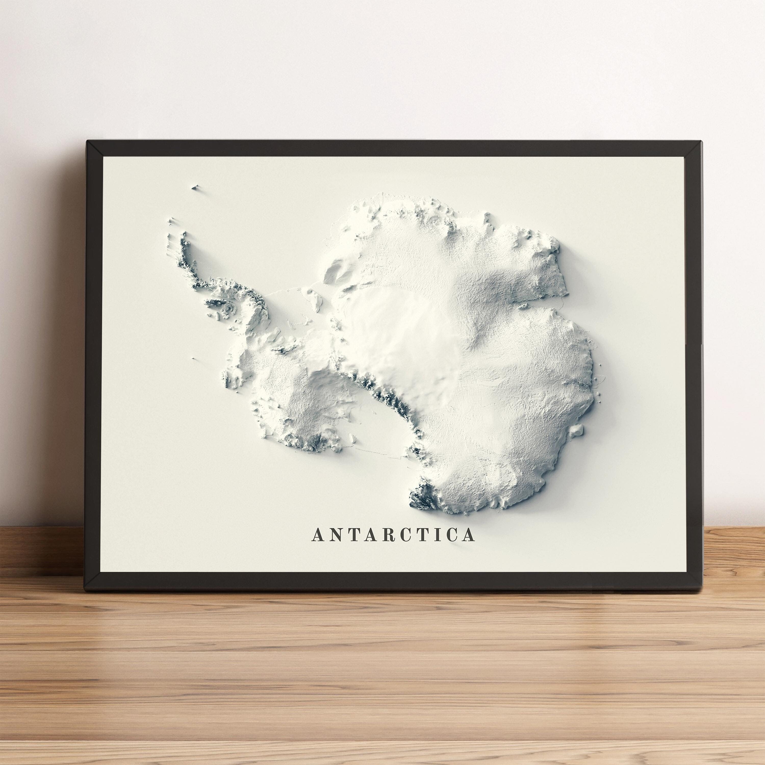 Antarctica Map, Antartica 2D Relief Map, Antarctica Mimimalist Map ...