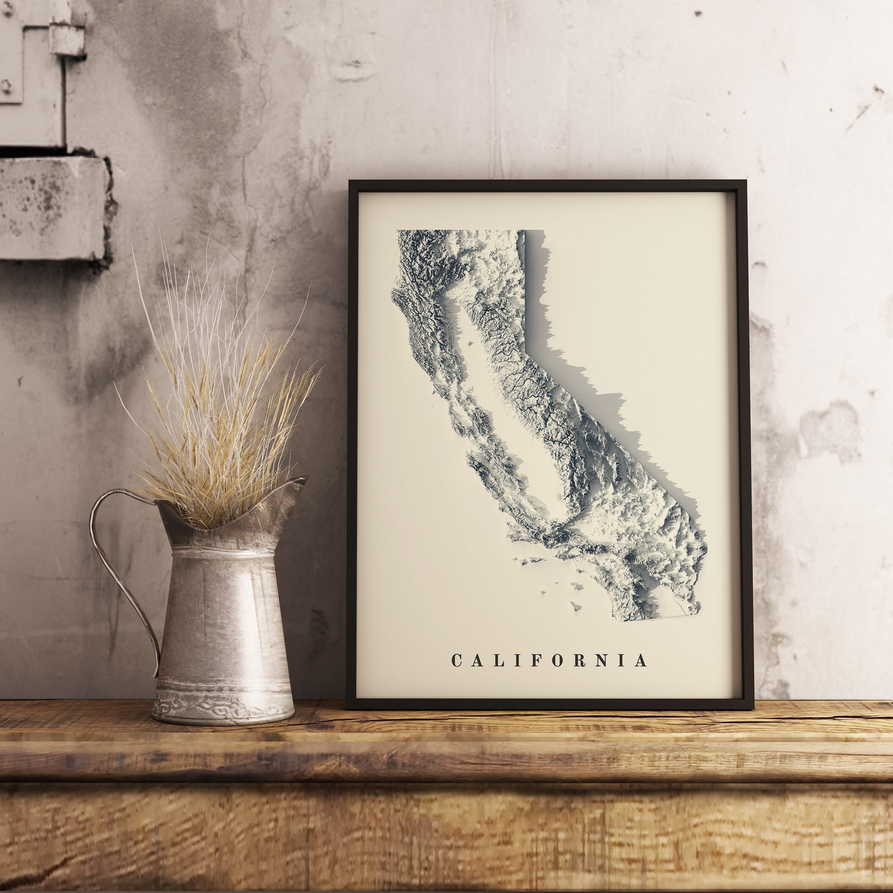 California Map California 2D Relief Map California Framed - Etsy