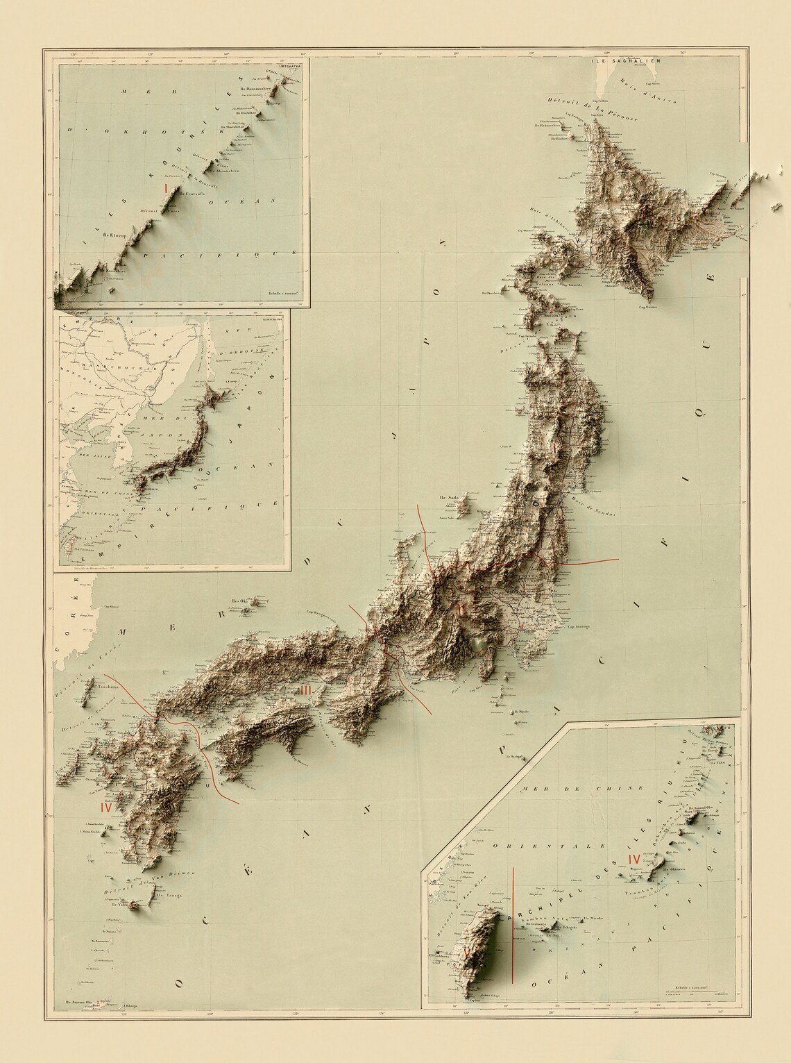 Japan Map Relief Map of Japan Japan Historical Map Old | Etsy
