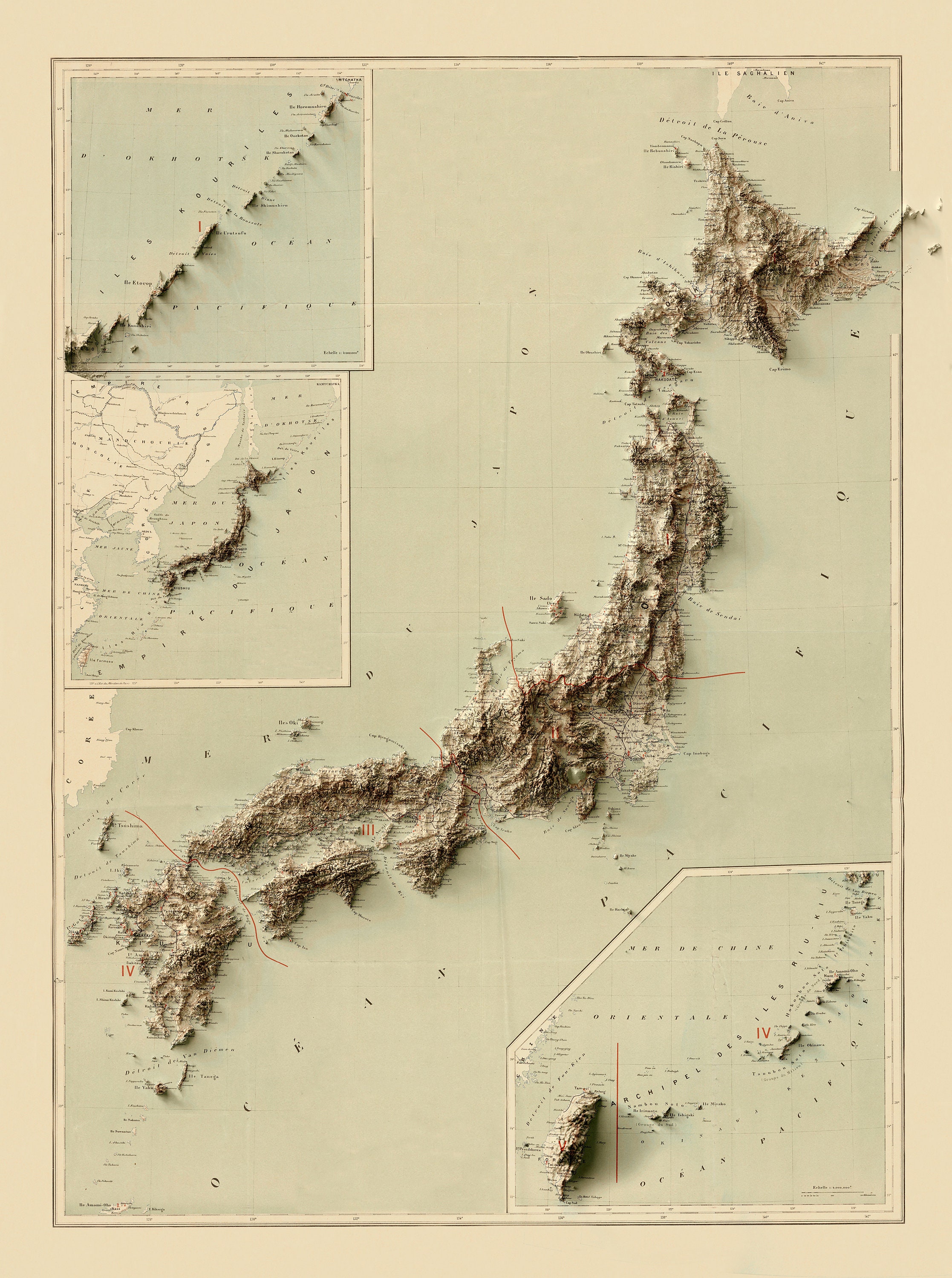 Japan Map Relief Map of Japan Japan Historical Map Old | Etsy