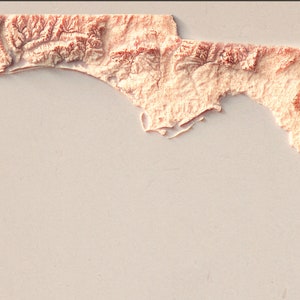 Florida Map, Florida 2D Relief Map, Florida Vintage Map, Florida ...