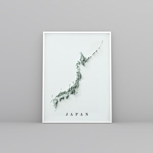 Japan Map, Japan 2D Relief Map, Japan Wall Art, Japan Poster, Japan ...