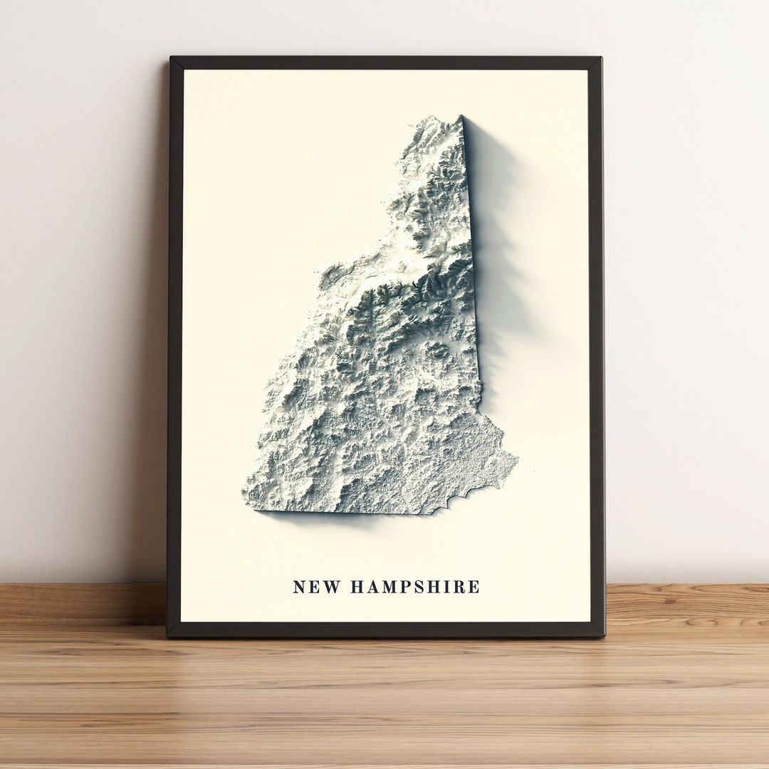 New Hampshire Map, New Hampshire 2D Relief Map, New Hampshire ...
