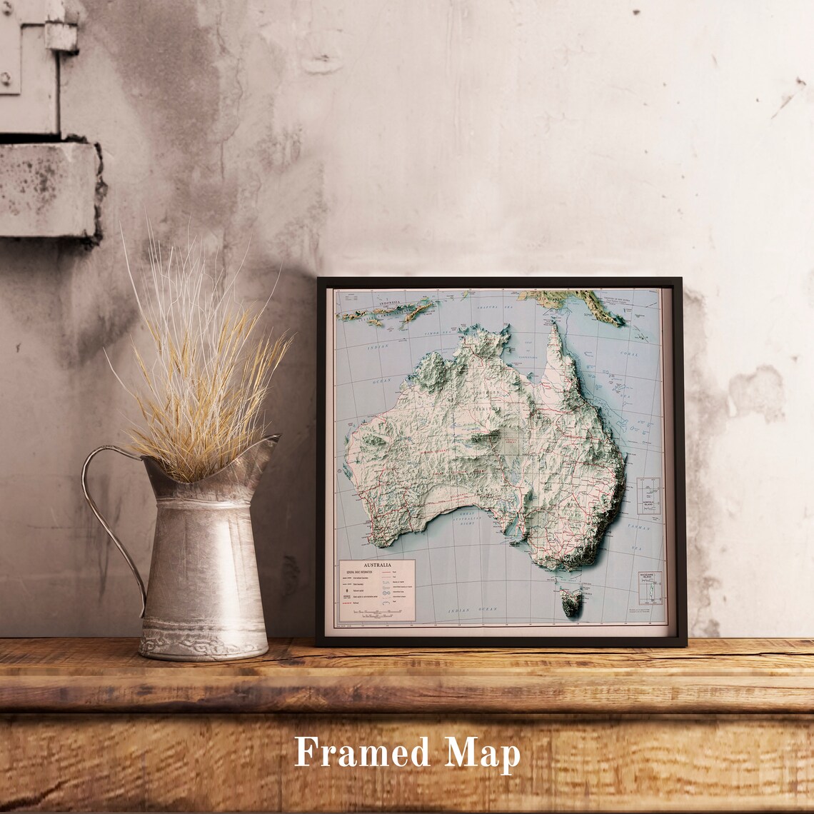 Australia Map Australia 2D Relief Map Australia Old Map - Etsy