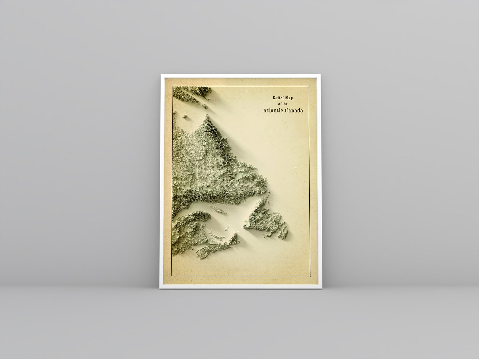 Atlantic Canada Map Canada 2D Relief Map Vintage Map of - Etsy