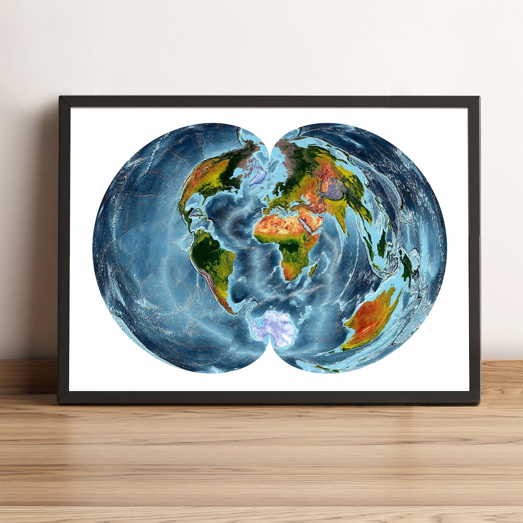 World Map, Polyconic Projection Map, Vintage World Map, Relief World ...