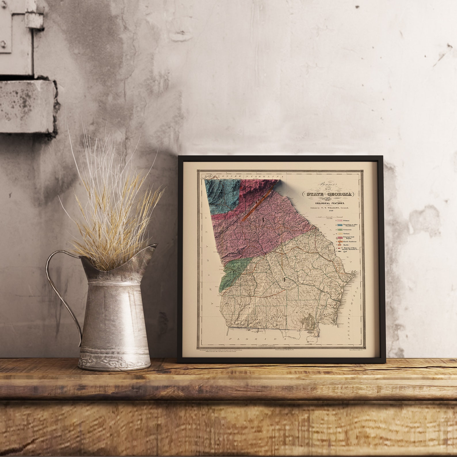 Georgia Map Georgia Relief Map Georgia Vintage Map Georgia - Etsy