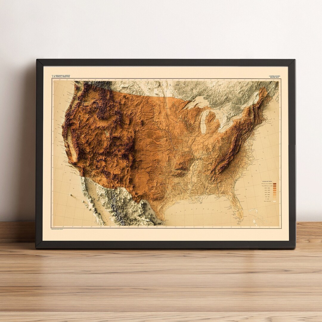 United States Map (option 1), US 2D Relief Map, America Map, USA Map ...